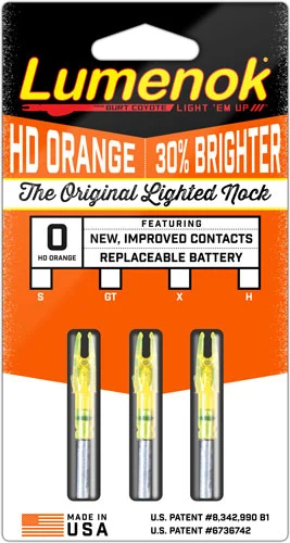 LUMENOK LIGHTED NOCK - GT-SERIES HD ORANGE 3PK - Bulletproof Outfitters